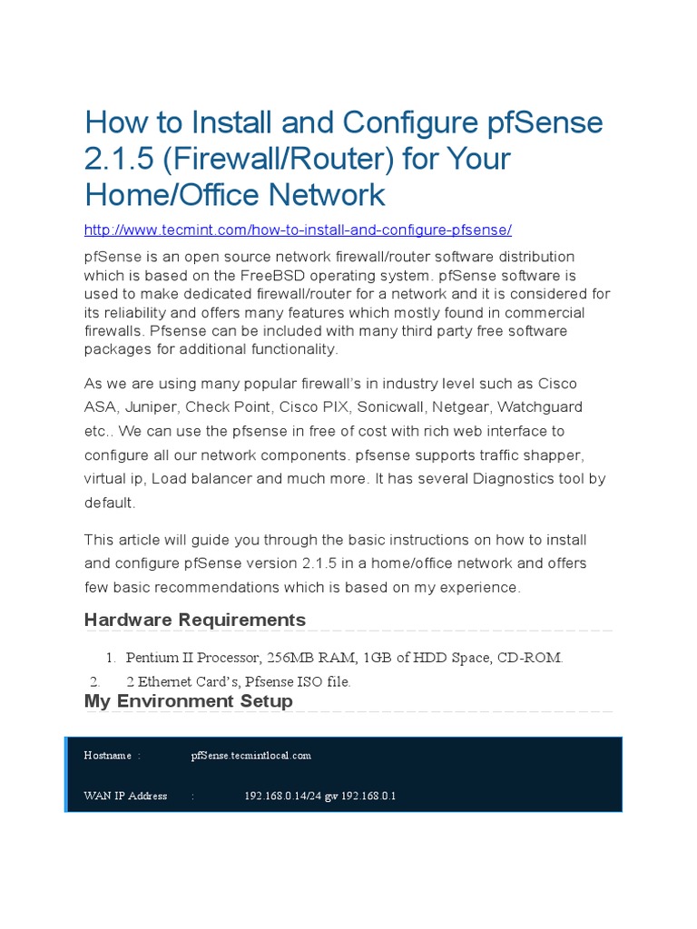 How To Install and Configure Pfsense | PDF | Ip Address | Computer Network