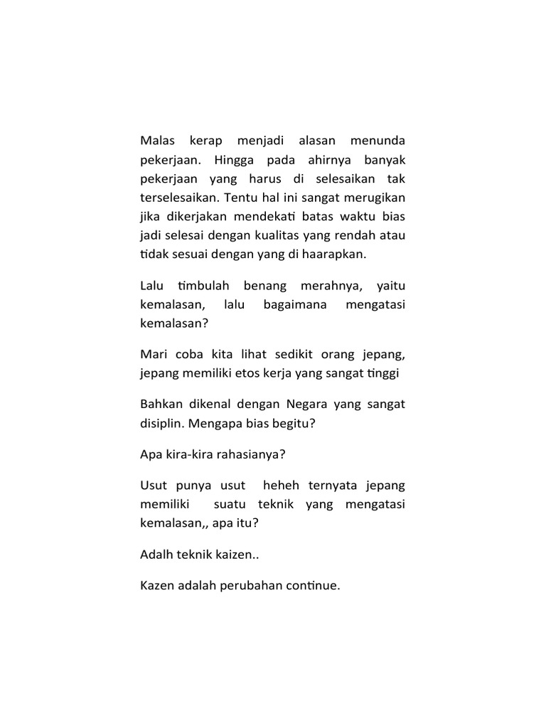 Teknik Kaizen | PDF | Karier & Perkembangan | Pengembangan Diri