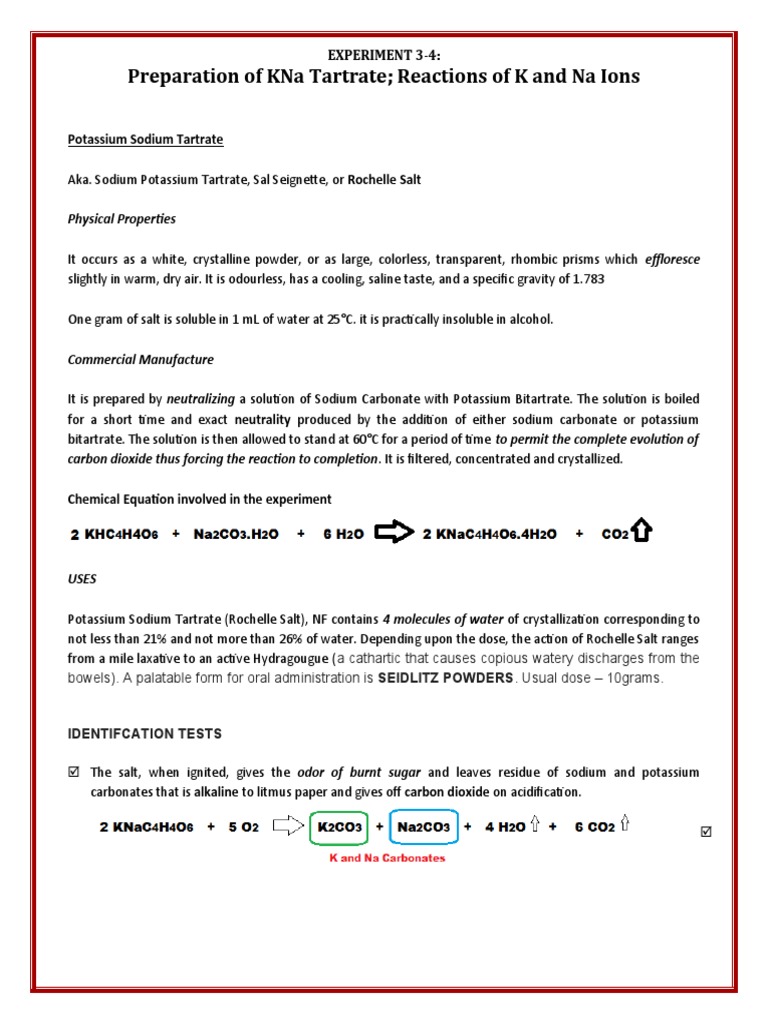Experiment 3 - 4 POST LAB DISCUSSION | PDF | Sodium | Salt (Chemistry)