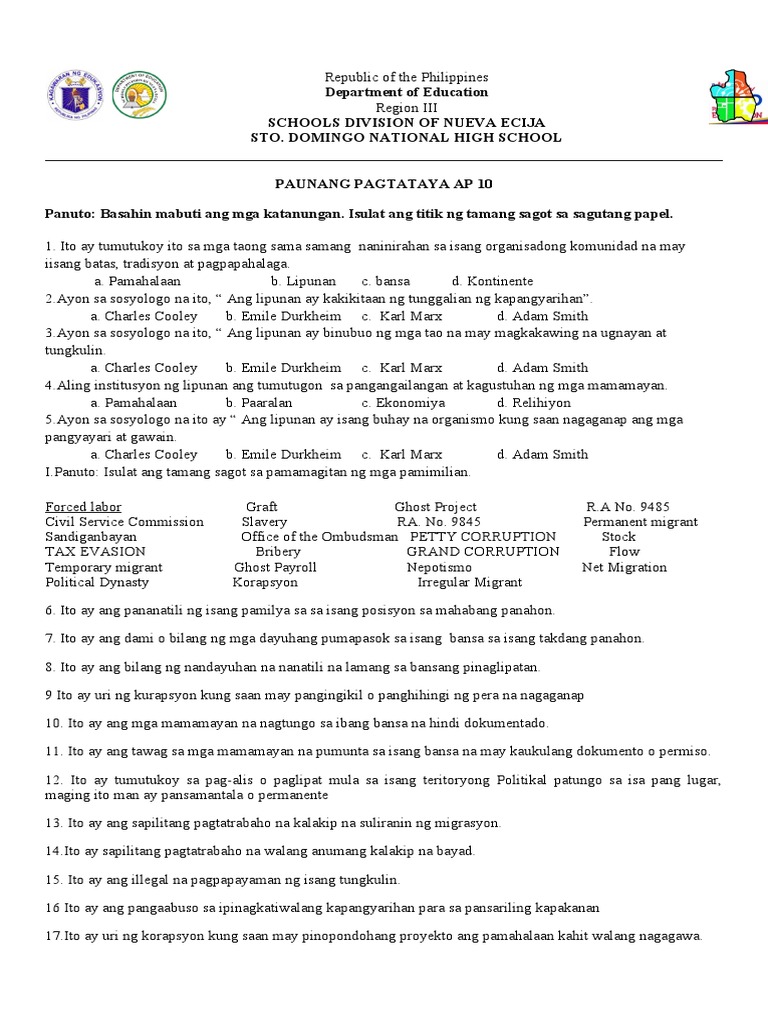 pRE TEST AP 10 | PDF