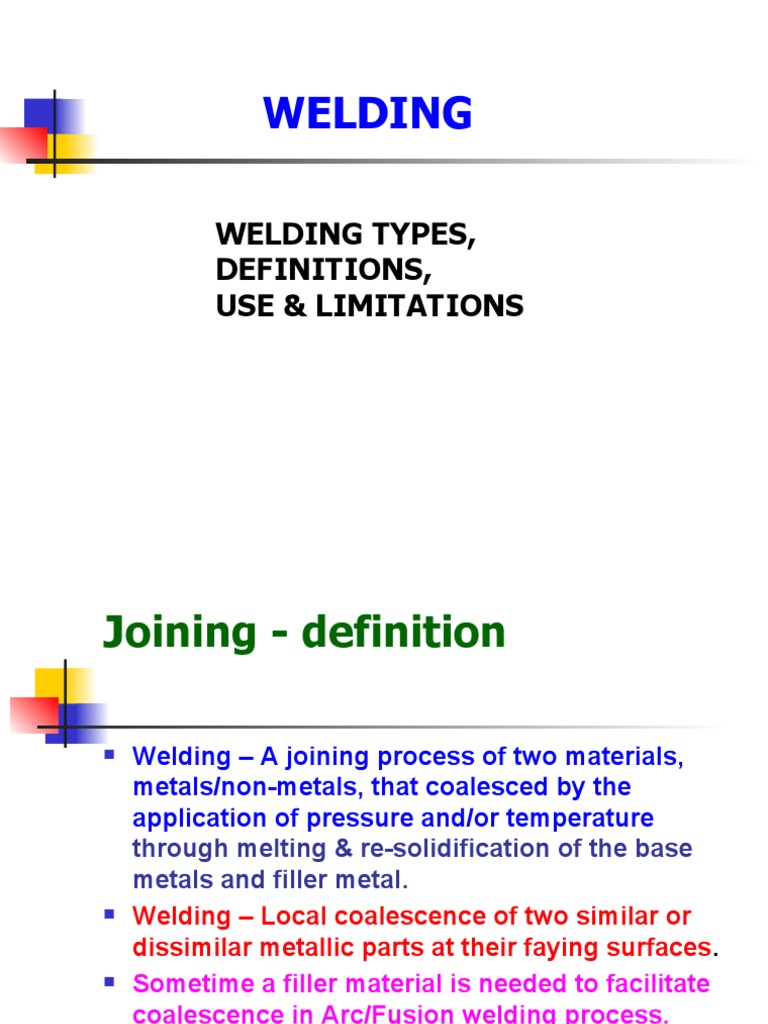 Welding: Welding Types, Definitions, Use & Limitations | PDF | Welding ...