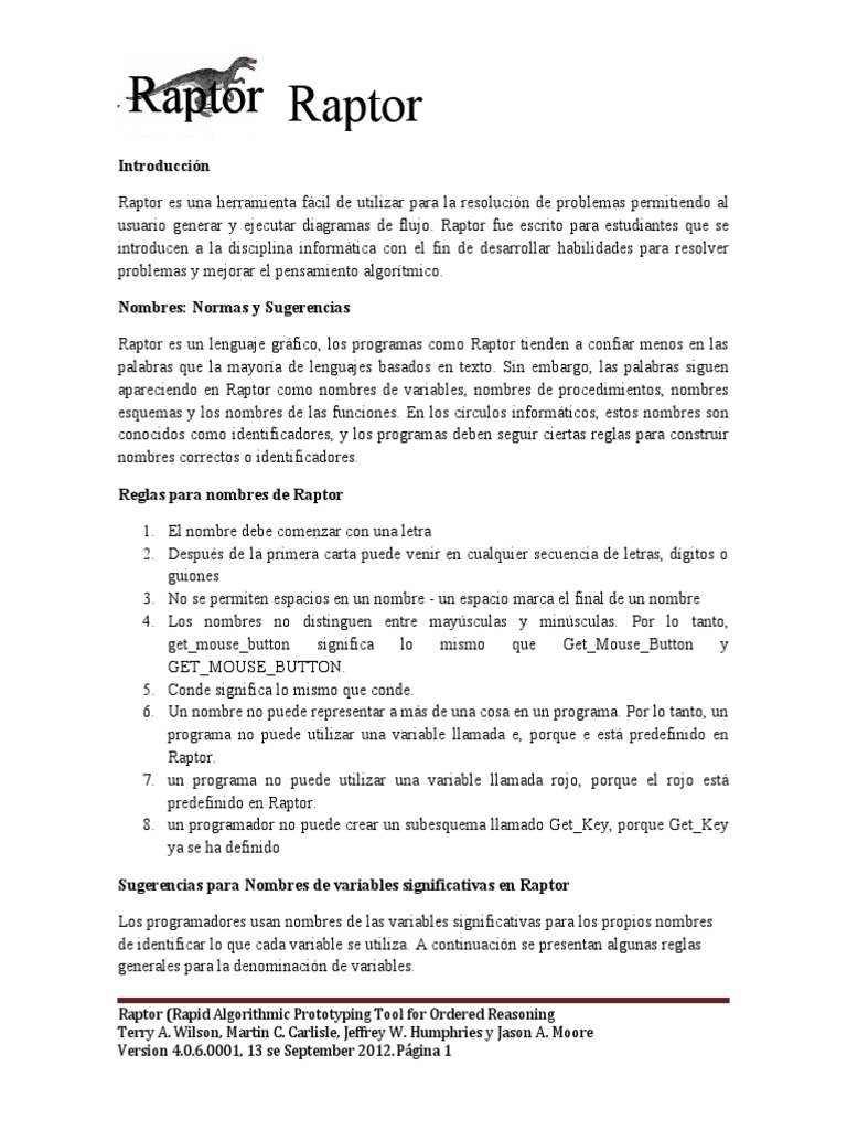 1 - Manual Raptor | Descargar gratis PDF | Lenguaje de programación ...