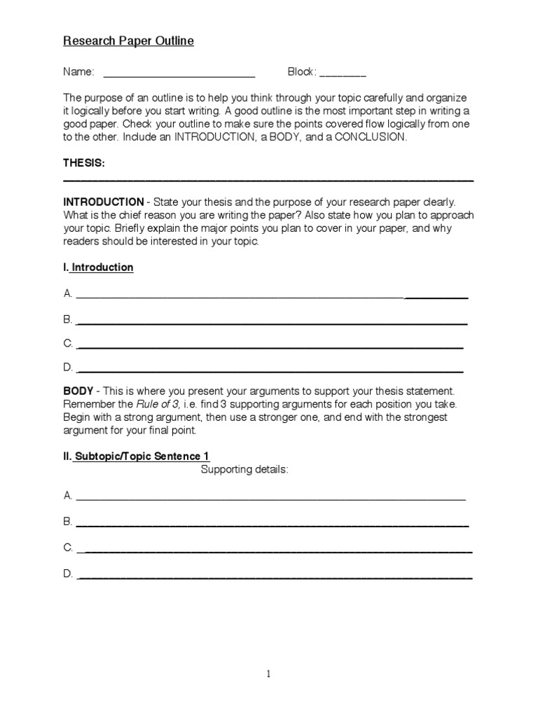 Basic Research Paper Outline | PDF | Argument | Thesis