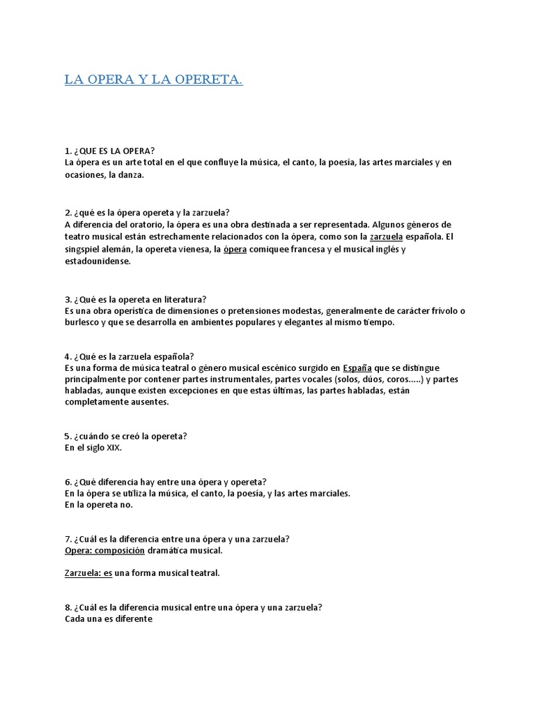 La Opera y La Opereta. | PDF