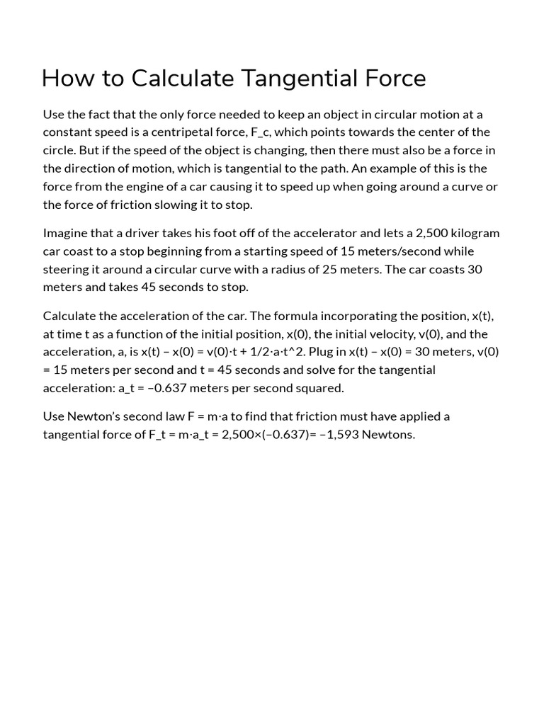 How To Calculate Tangential Force | PDF | Teaching Methods & Materials ...