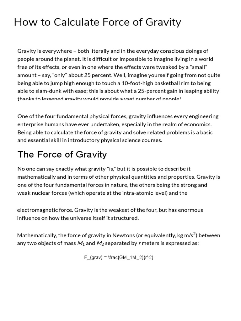 Calculate Gravity Force | PDF | Gravity | Acceleration