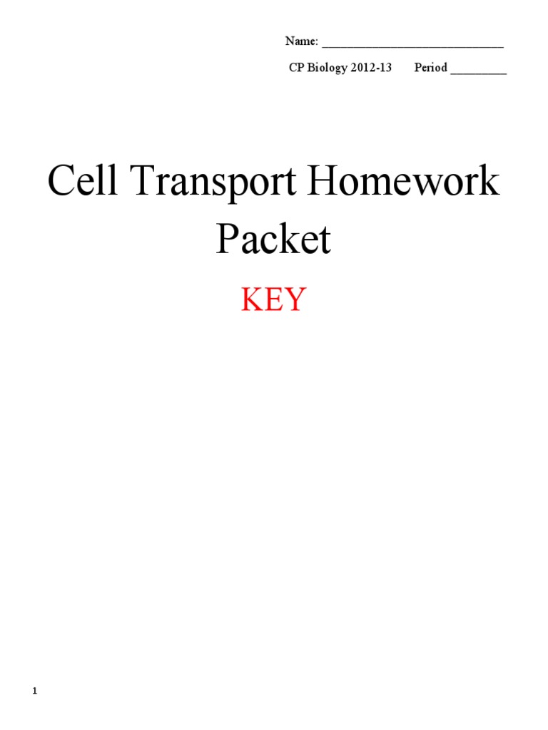 Cell Transport Homework KEY | PDF | Osmosis | Cell Membrane