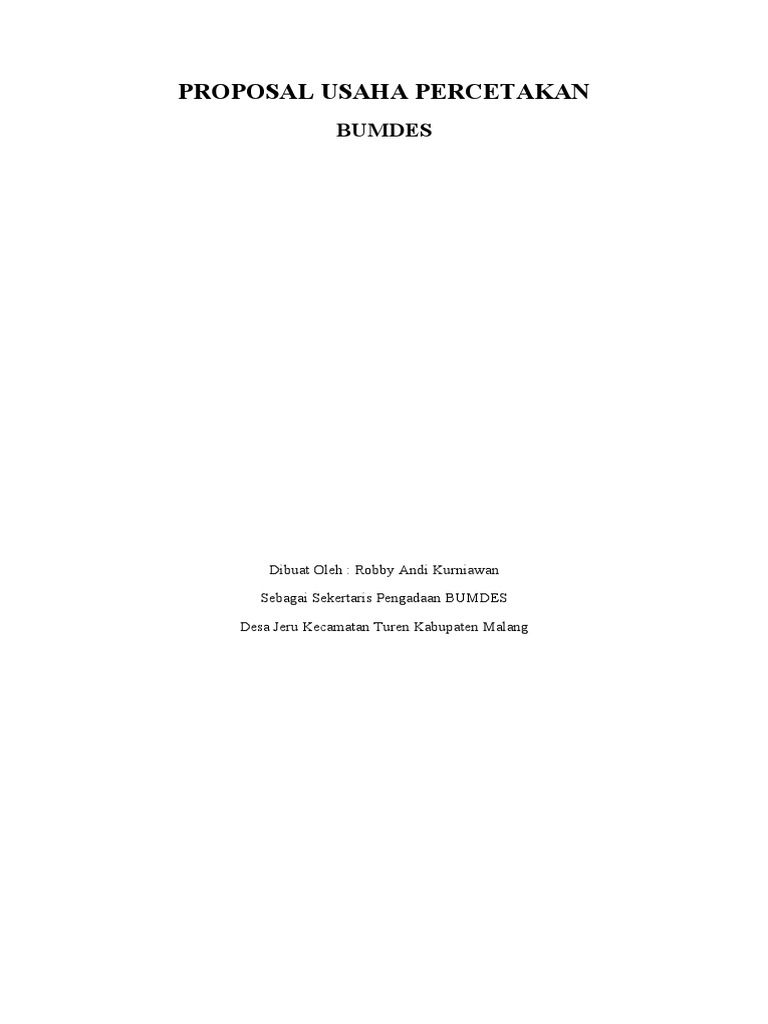 Proposal - Usaha - Percetakan Bumdes | PDF