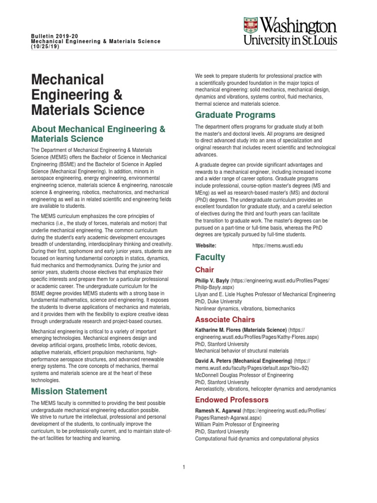 About Mechanical Engineering & Materials Science Graduate Programs ...