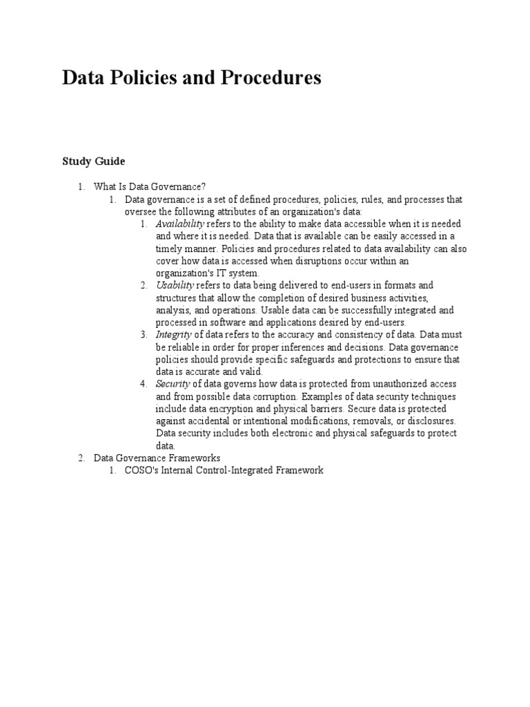 Data Governance Policies Overview | PDF | Internal Control | Governance