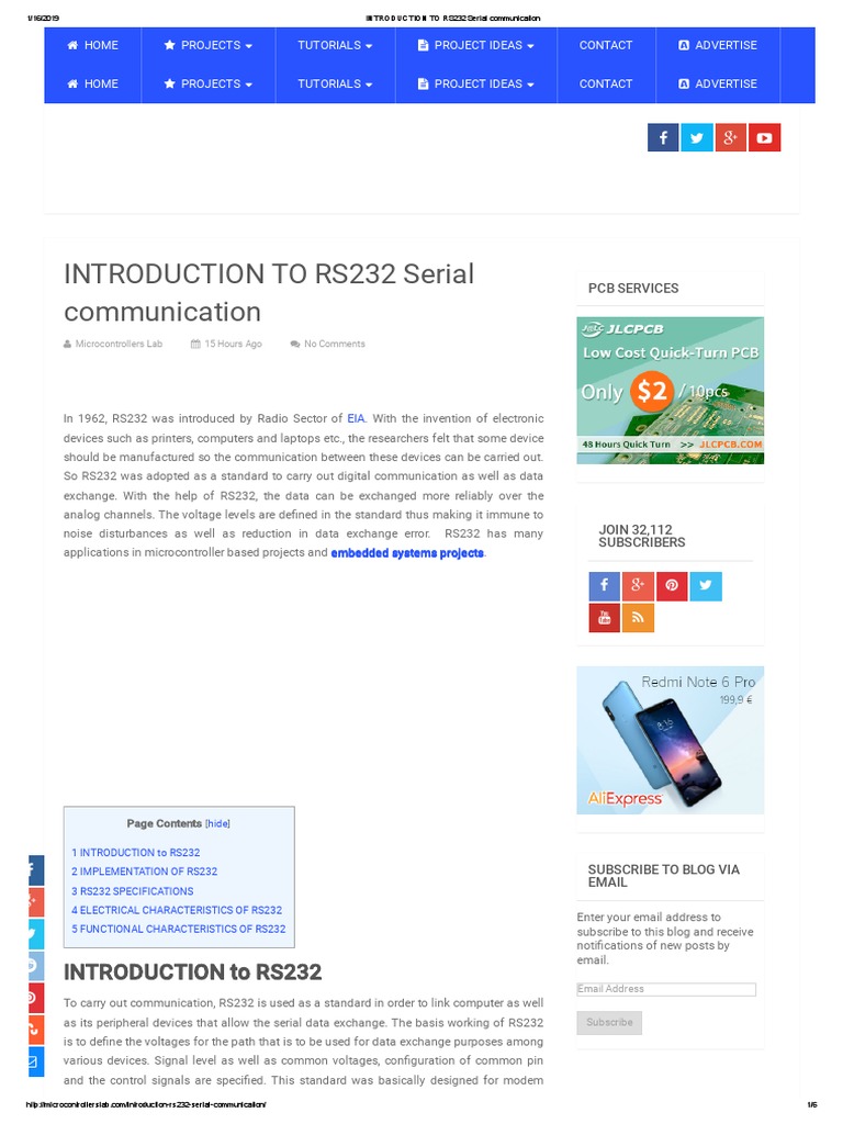 INTRODUCTION TO RS232 Serial Communication | PDF | Electrical Connector ...