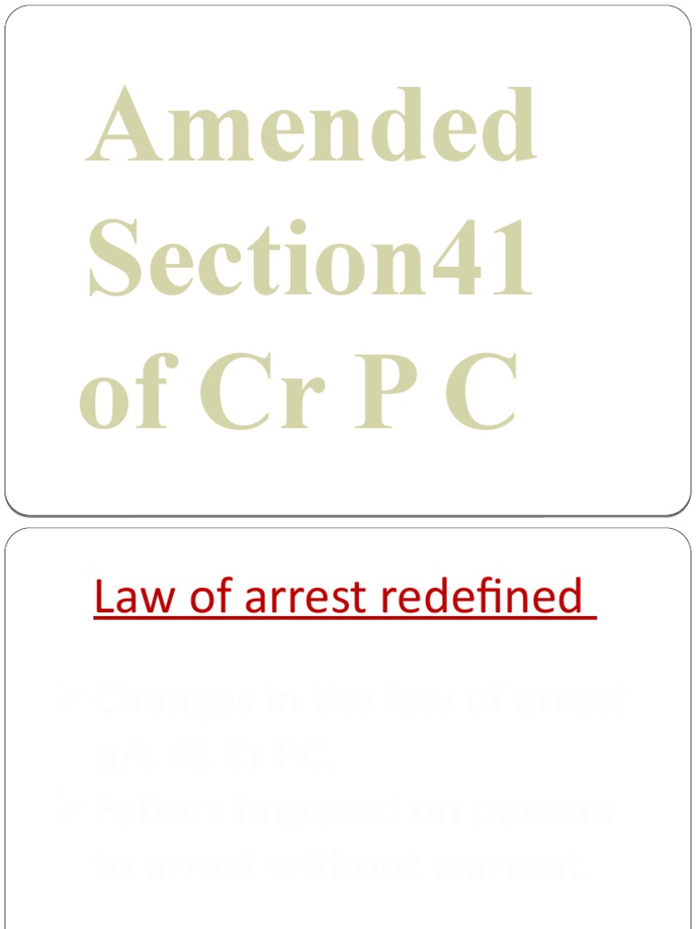 New Amended 41 CRPC | PDF | Arrest | Misconduct