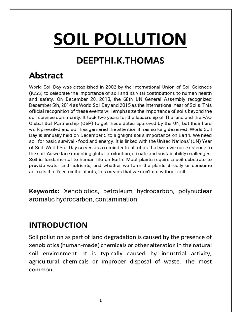 Soil Pollution - Deepthi Article Pedagogy | PDF | Pollution | Human ...