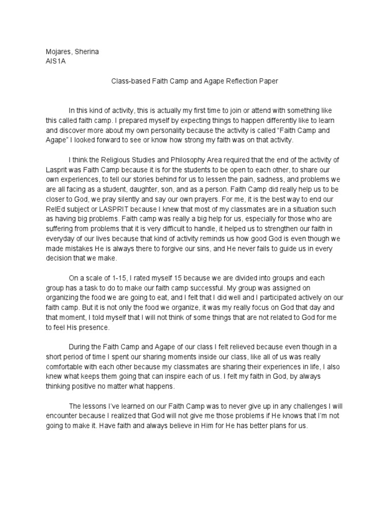 Reflection | PDF | Faith | Prayer