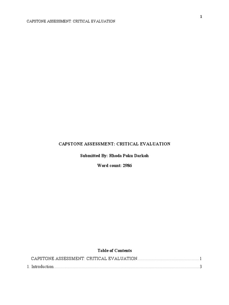 Capstone Assessment: Critical Evaluation | PDF | Agile Software ...