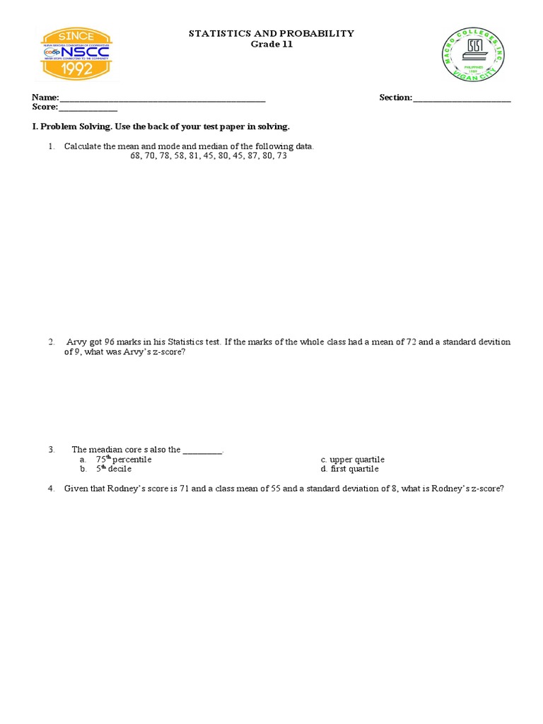 Statistics and Probability Grade 11 | PDF