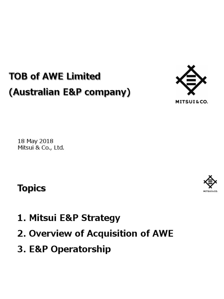 En - 180502 - AWE - Attach - 1 - Mitsui Acquisition of AWE PDF | PDF ...