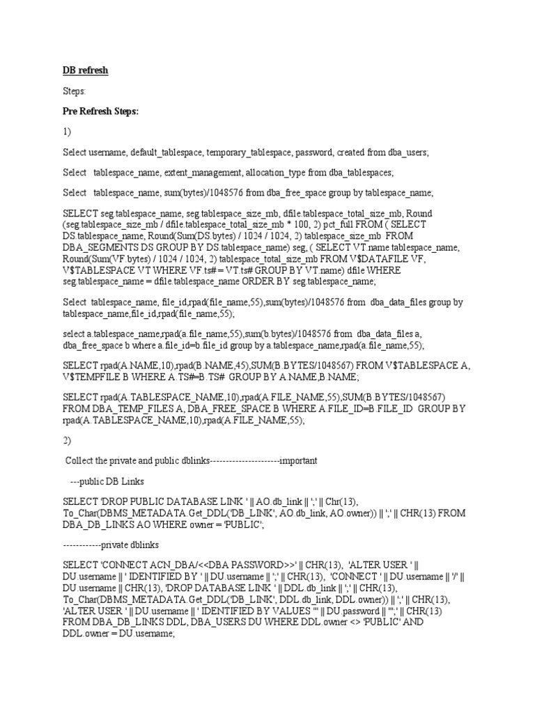 Db Refresh Pdf Filename Utility Software