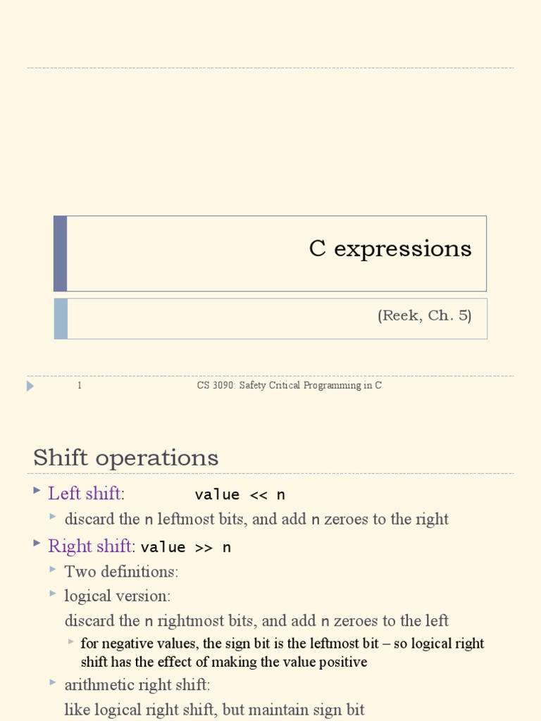 C Expressions: (Reek, Ch. 5) | PDF | Numbers | Computer Programming