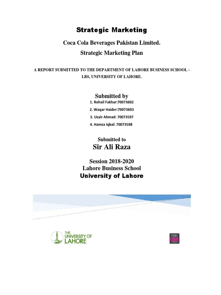 Strategic Marketing Project Report | PDF | The Coca Cola Company | Coca ...