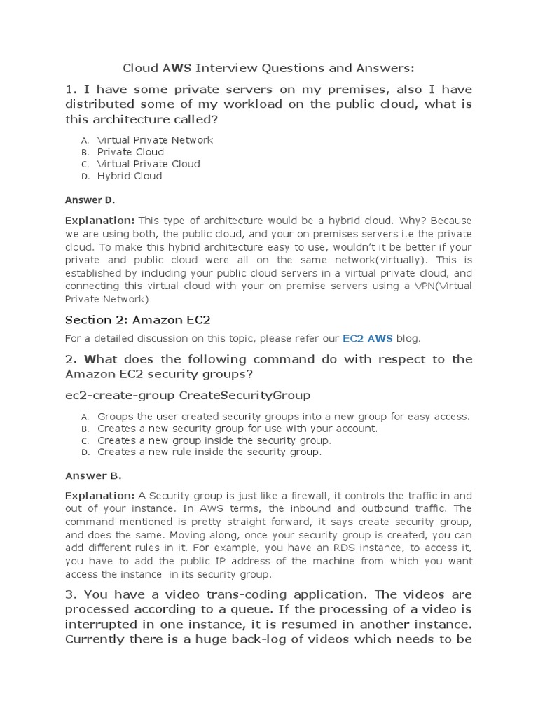 AWS Interview Questions and Answers | PDF | Amazon Web Services ...