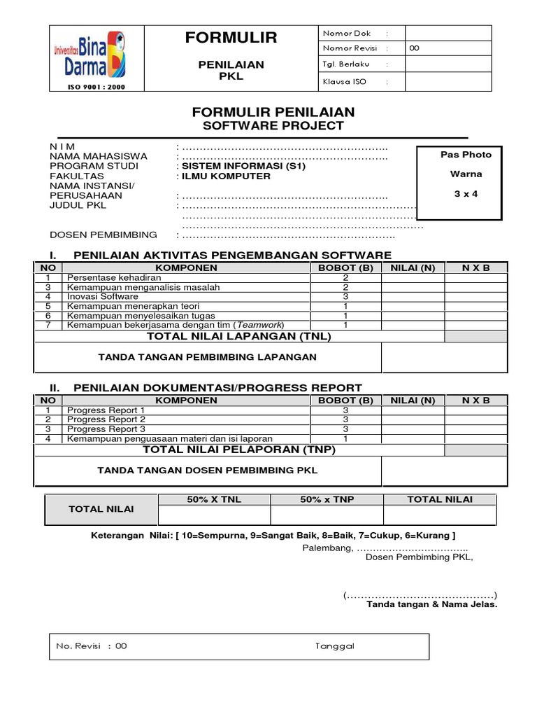 Form Penilaian Software Project | PDF | Teknologi & Rekayasa