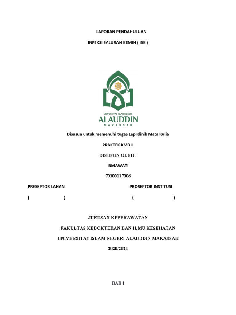 LP Dan Askep Infeksi Saluran Kemih (ISK) | PDF