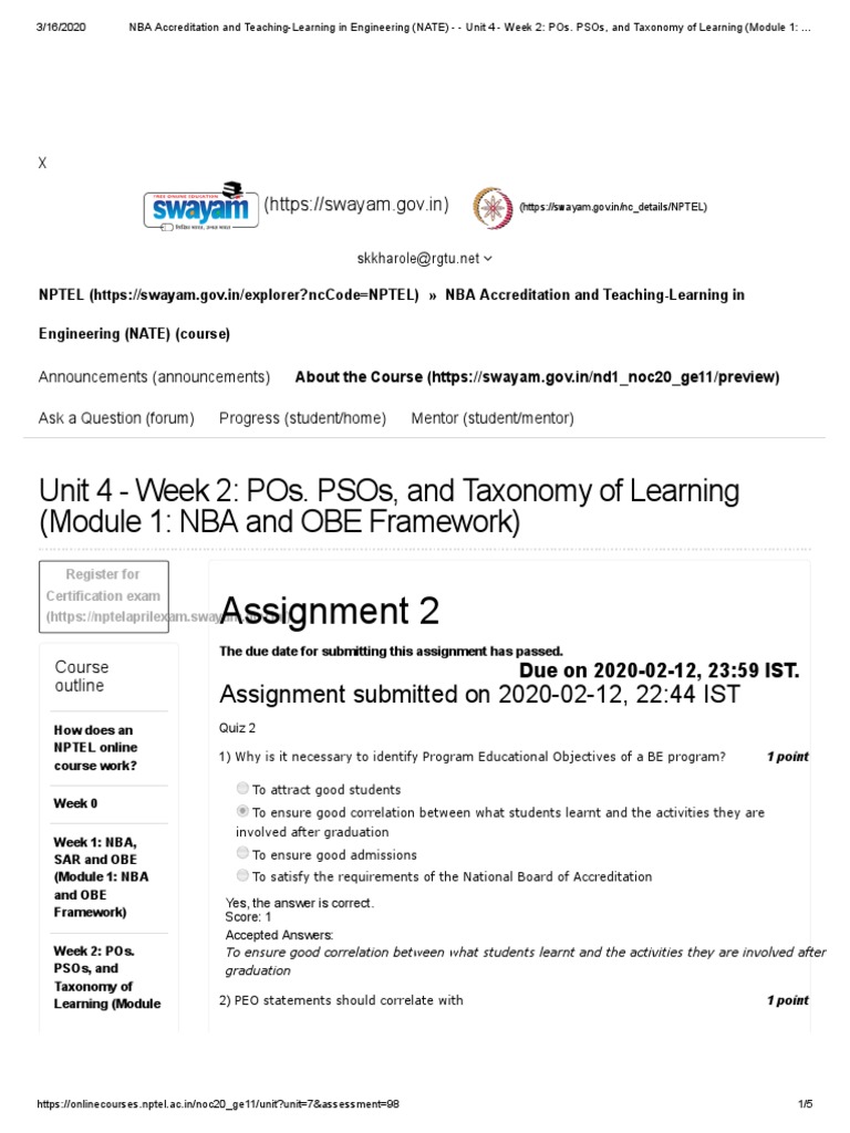 NBA Accreditation: POs and PSOs Overview | PDF
