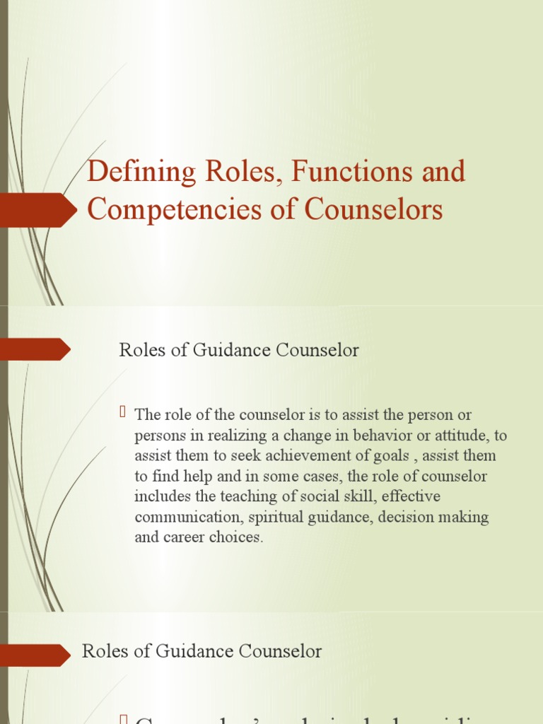 Defining Roles, Functions and Competencies of Counselors | PDF | School ...