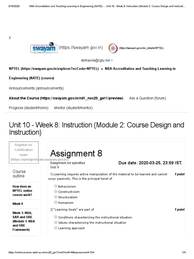 NBA Accreditation and Teaching-Learning in Engineering (NATE) - Unit 10 ...
