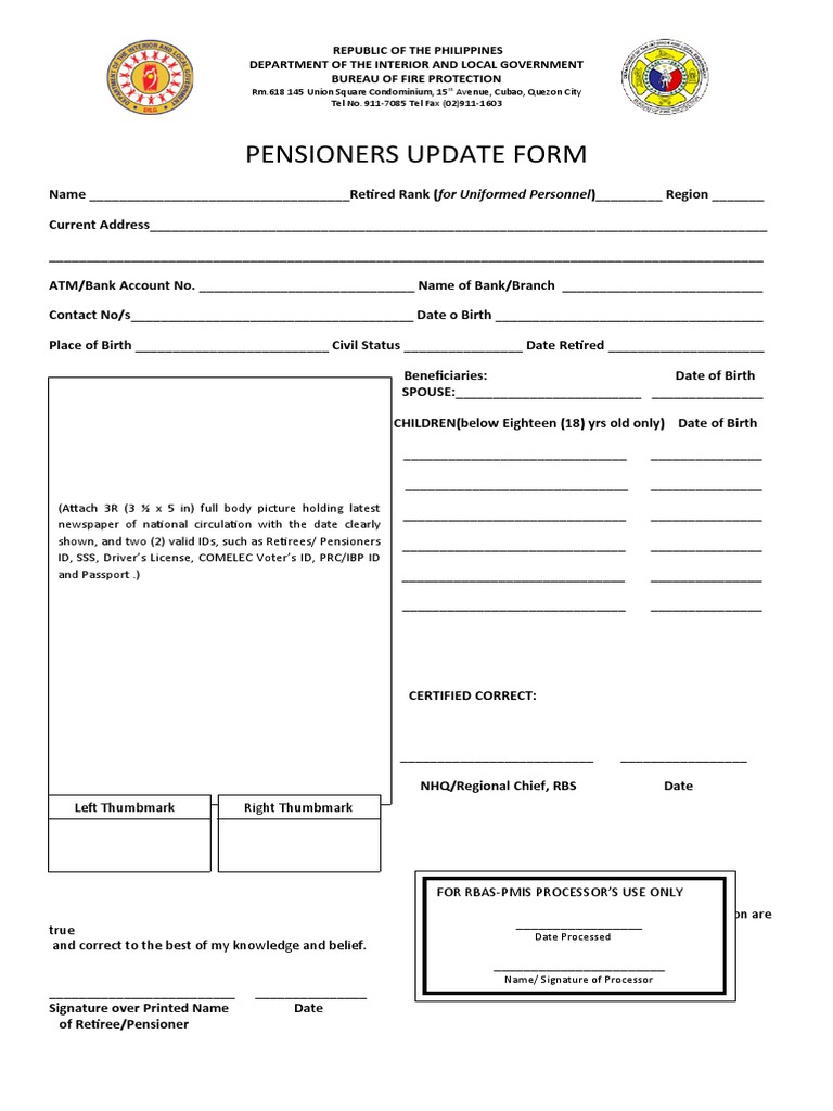 Pensioner-Update-Form 2 | PDF | Government And Personhood | Government