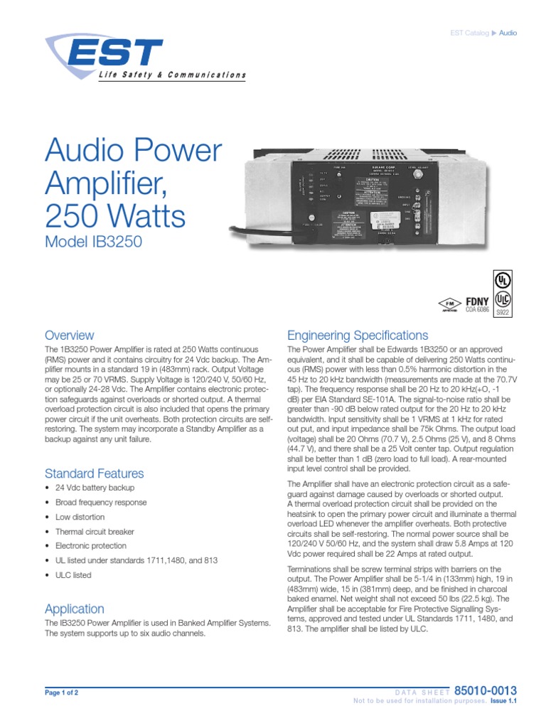 85010-0013 - 250 Watt Audio Power Amplifier | PDF | Amplifier | Audio ...