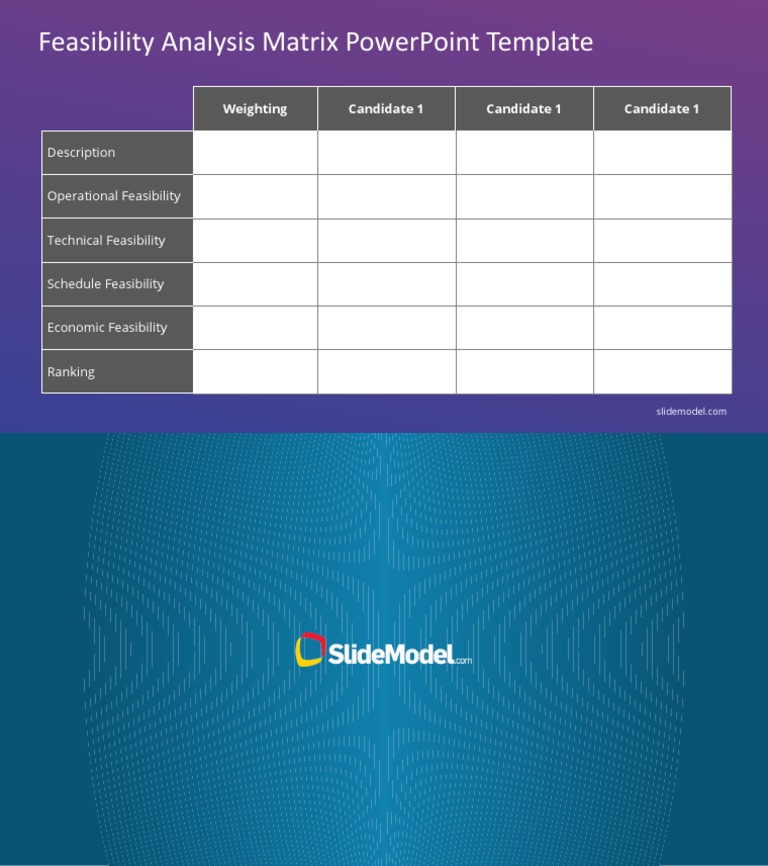 Feasibility Analysis Matrix Powerpoint Template: Weighting Candidate 1 ...