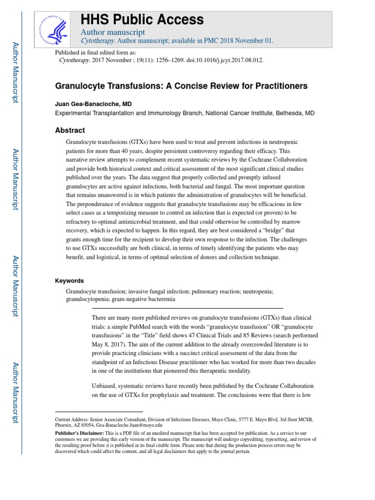 Granulocyte Transfusions | Download Free PDF | Blood Transfusion | Blood