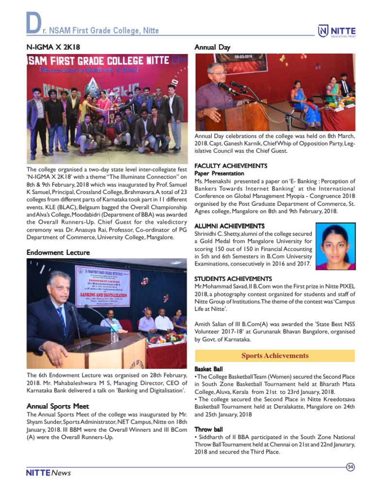 Pages From Nitte News January March 2018 | PDF | Sports | Business