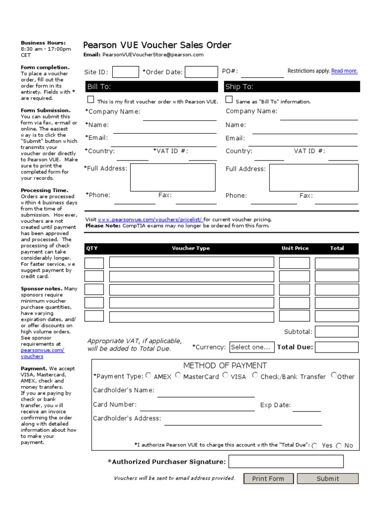 Pearson Voucher Form | PDF | Visa Inc. | Payments