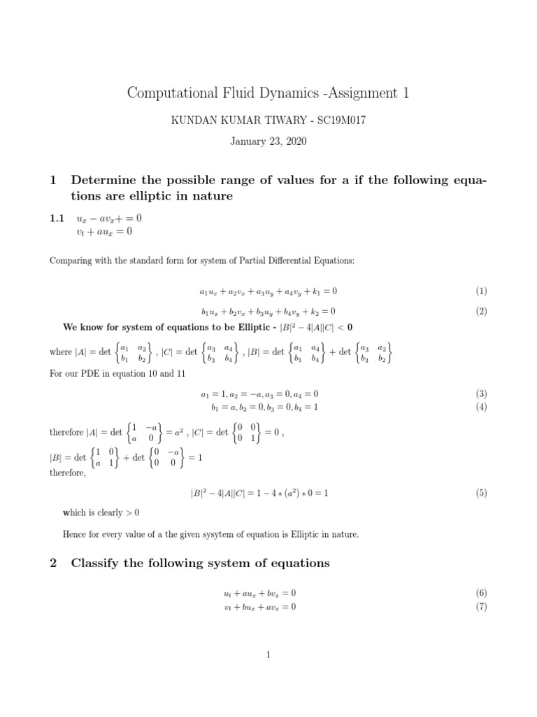 Computational Fluid Dynamics - Assignment 1 | PDF | Partial Differential Equation | Mathematical ...