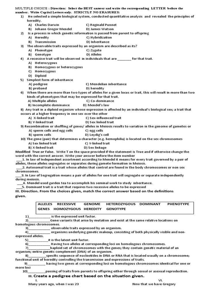 Biology Sample Test | PDF | Dominance (Genetics) | Allele