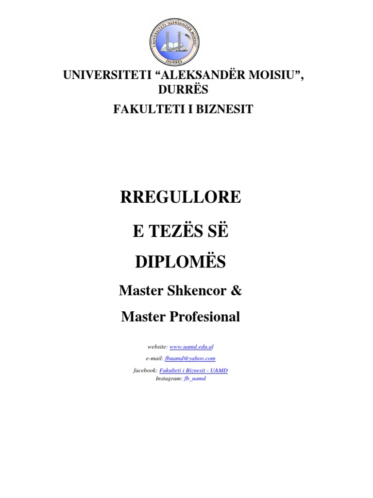 Rregullore Teze Diplome | PDF