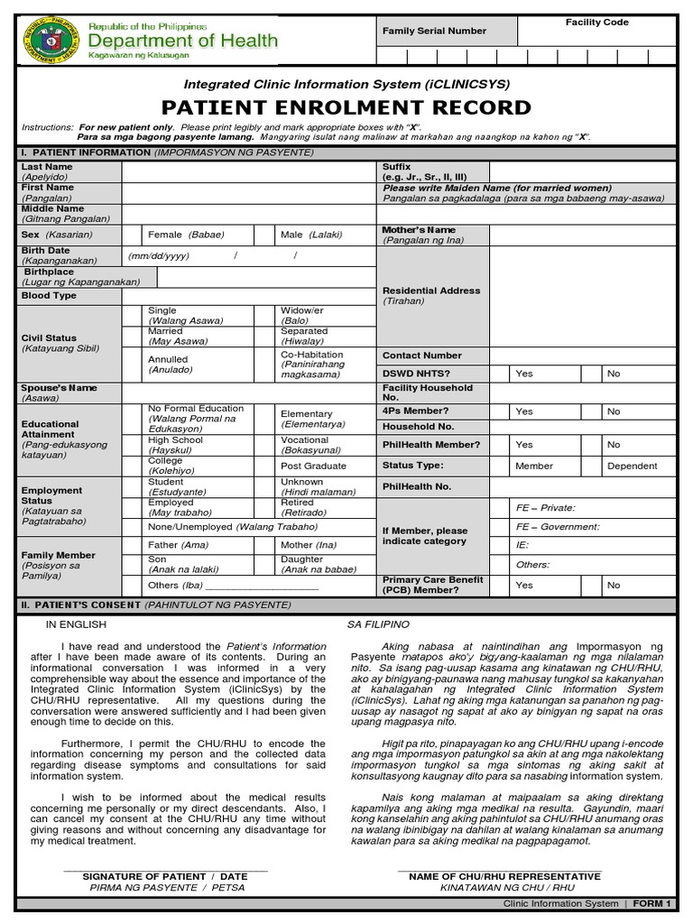 Patient Enrolment Record: Integrated Clinic Information System ...