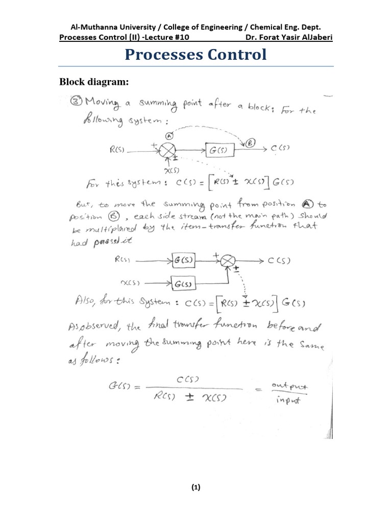 Processes Control: Block Diagram | PDF
