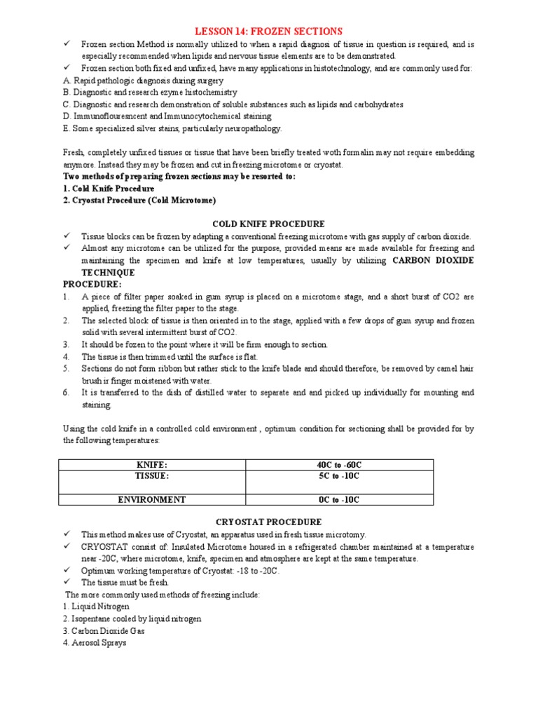 Preparing Frozen Sections Using the Cold Knife Procedure and Cryostat ...