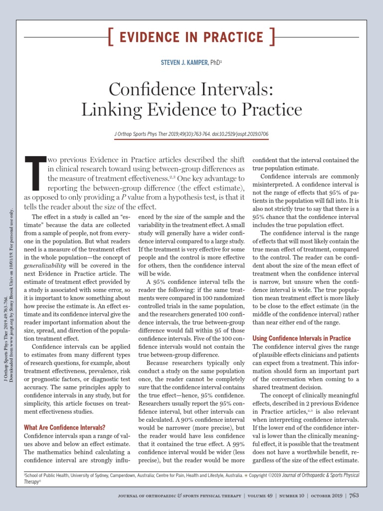 Confidence Intervals: Linking Evidence To Practice | Download Free PDF ...