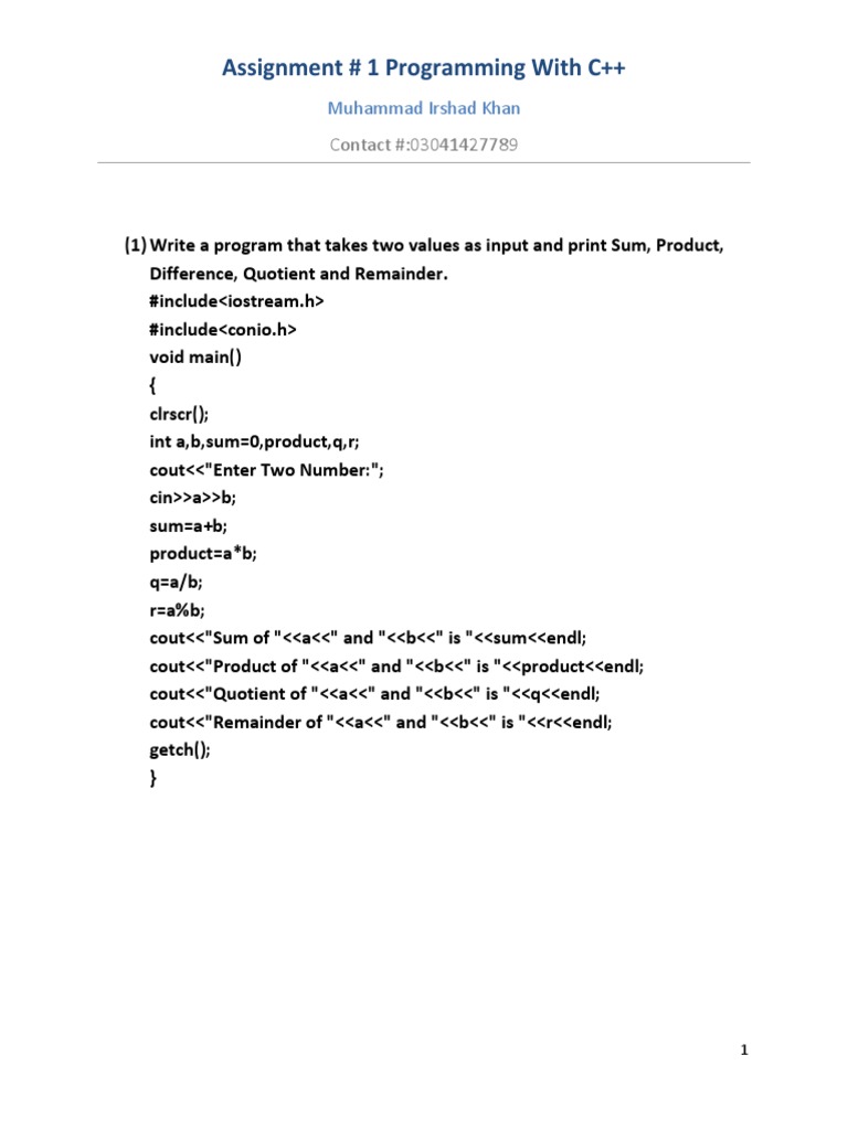 Assignment 1 C Pdf Numbers Integer Computer Science