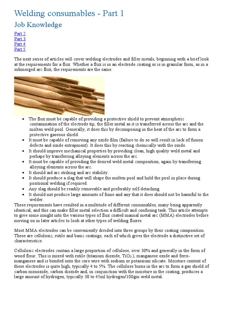 Welding Consumables - Part 1 | PDF | Welding | Construction
