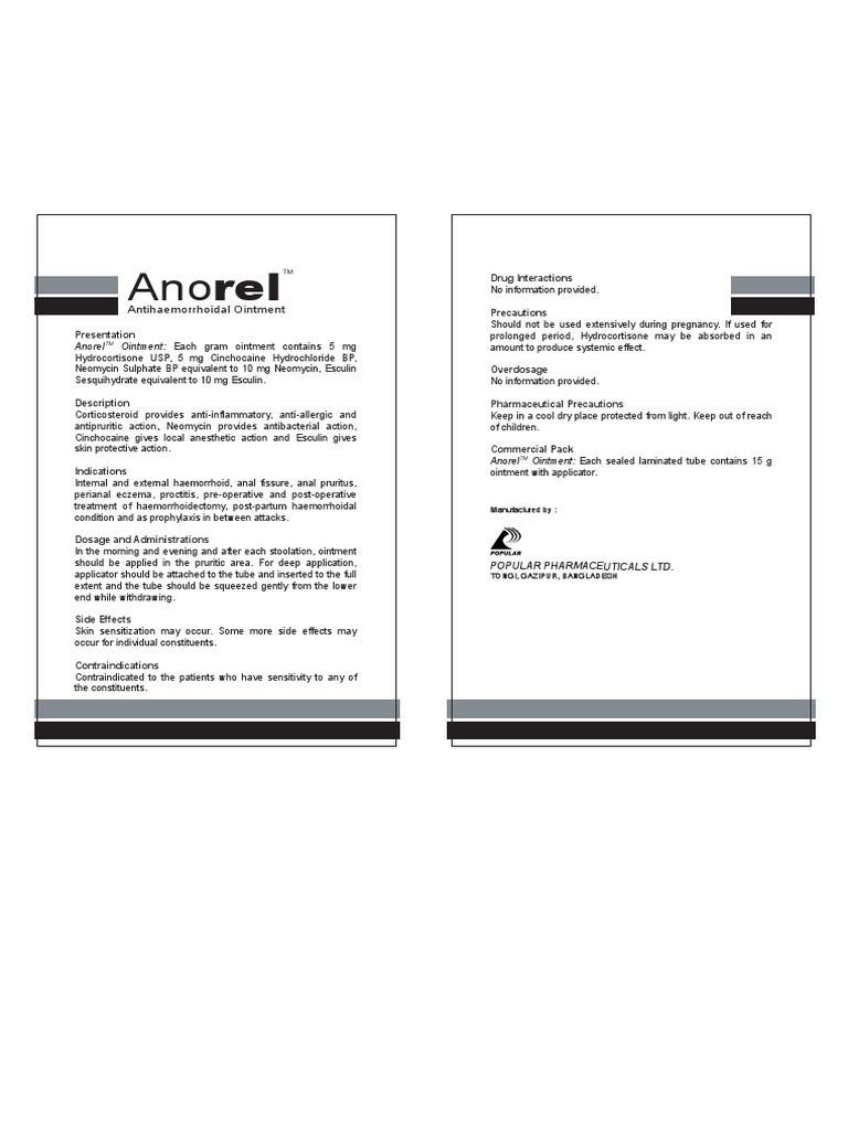 Anorel: Antihaemorrhoidal Ointment | PDF | Wellness