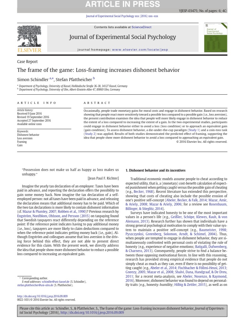Journal of Experimental Social Psychology: Simon Schindler, Stefan ...
