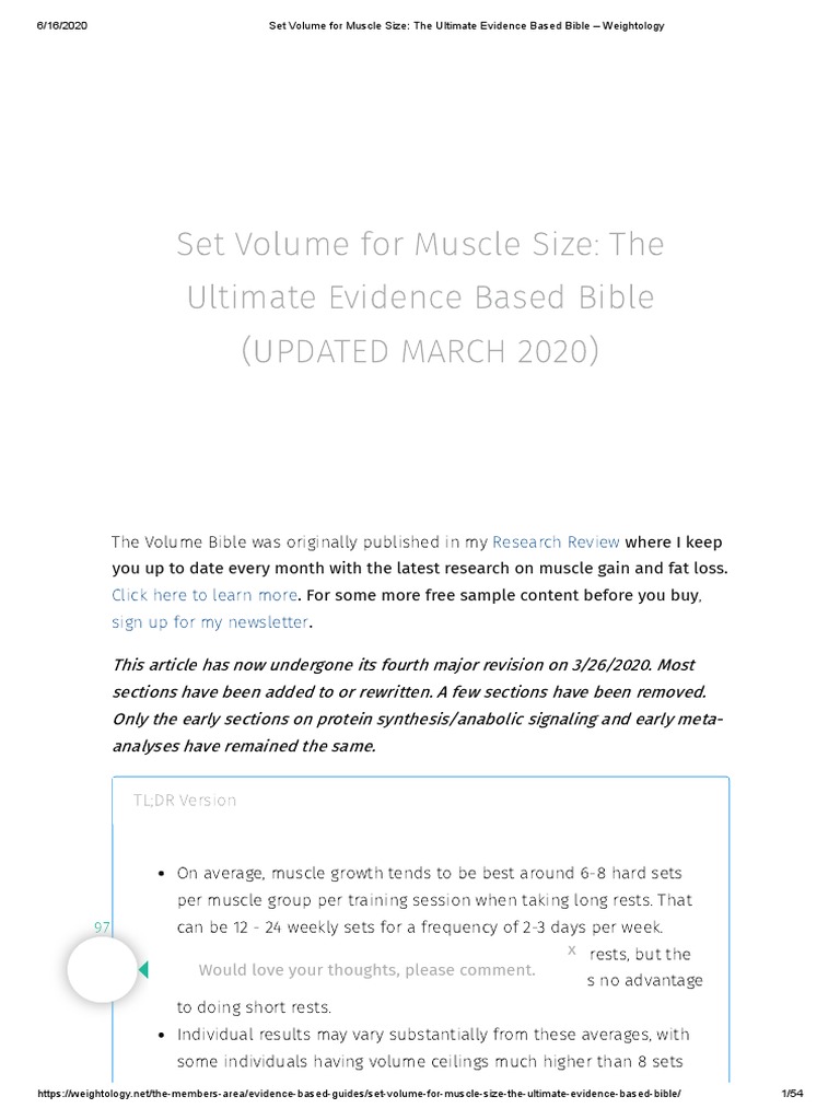 Volume Bible - Set Volume For Muscle Size - The Ultimate Evidence Based ...