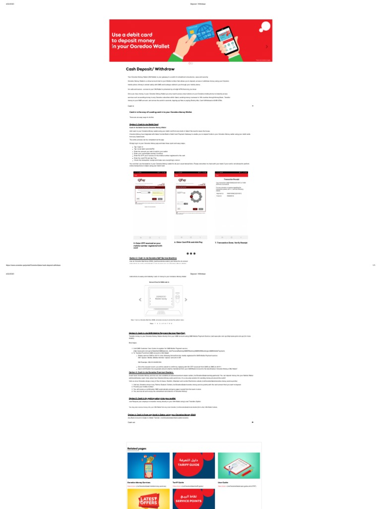 Ooredoo - Deposit - Withdraw | PDF | Debit Card | Financial Transaction