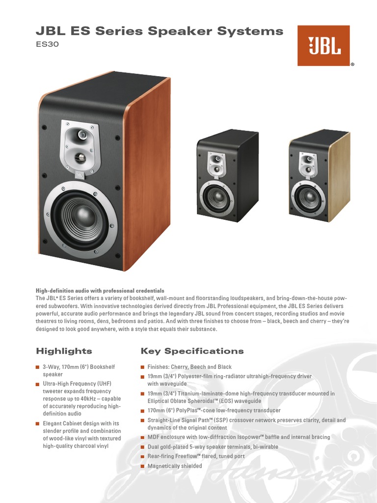 JBL ES Series Speaker Systems: Key Specifications Highlights | PDF ...